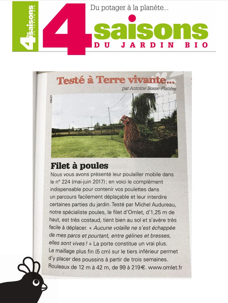 Le filet à poules Omlet à été cité dans la presse - Omlet Blog France